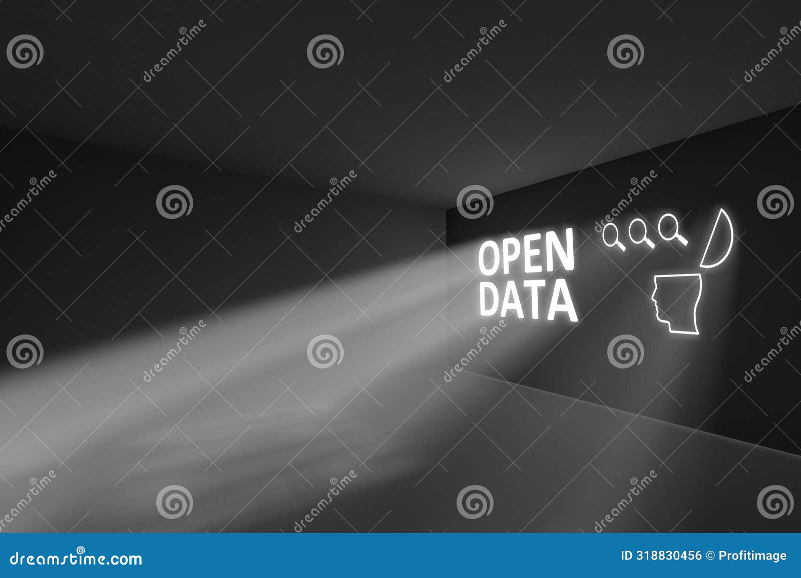 OPEN DATA Rays Volume Light Concept 3d Stock Illustration ...