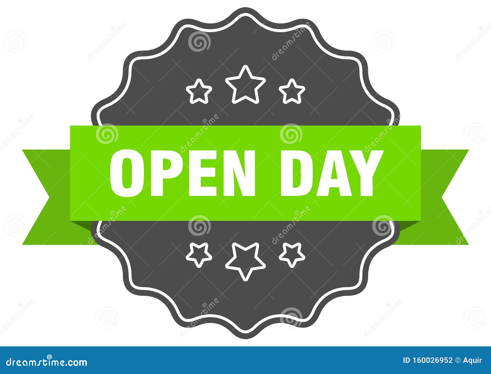 Open day label stock vector. Illustration of green, open - 160026952