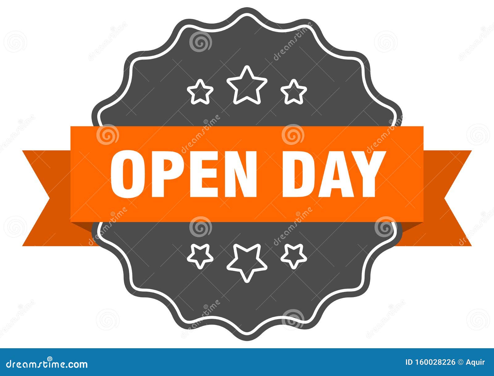 Open day label stock vector. Illustration of seal, round - 160028226