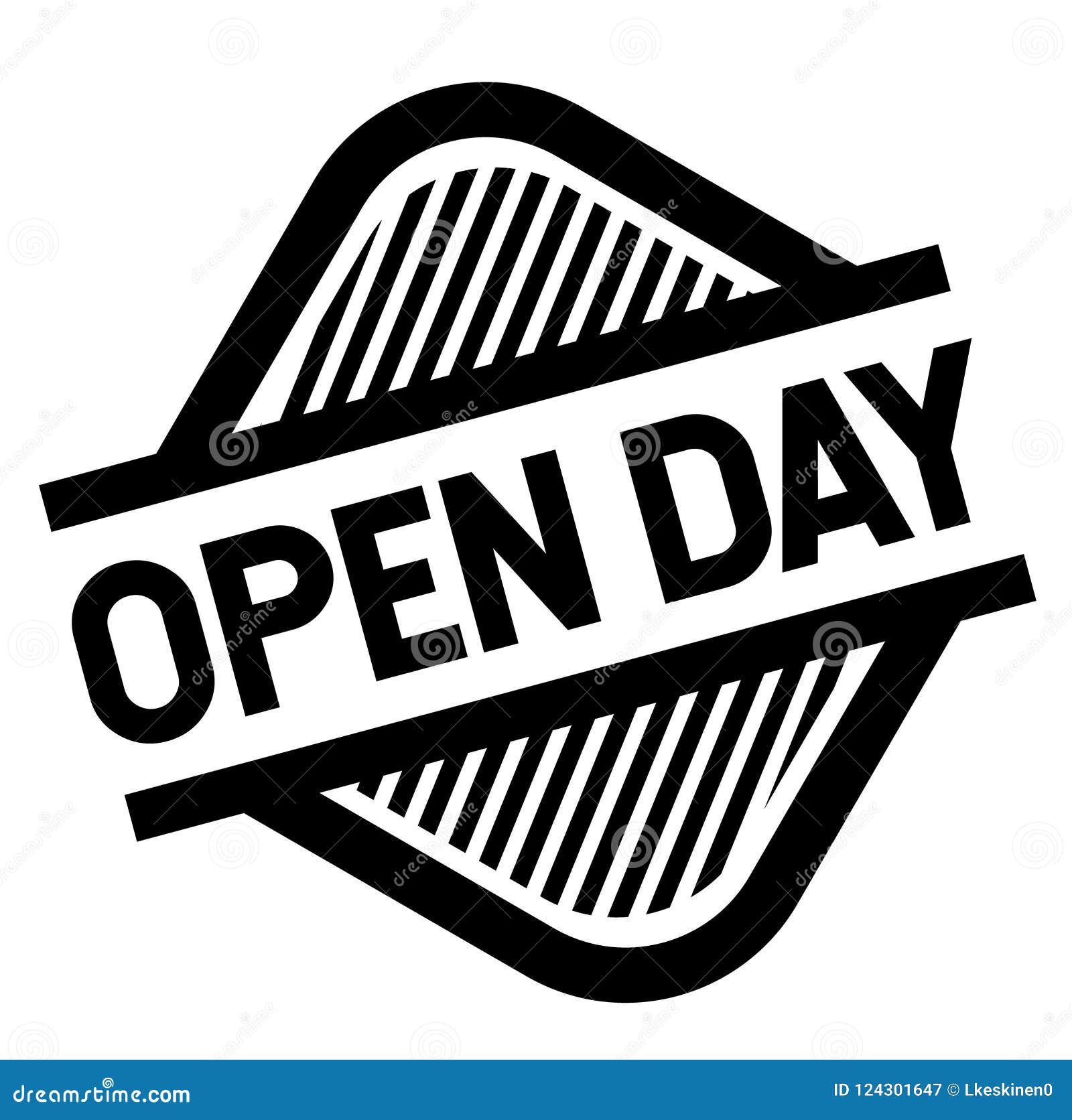 Open day stamp on white stock vector. Illustration of open - 124301647