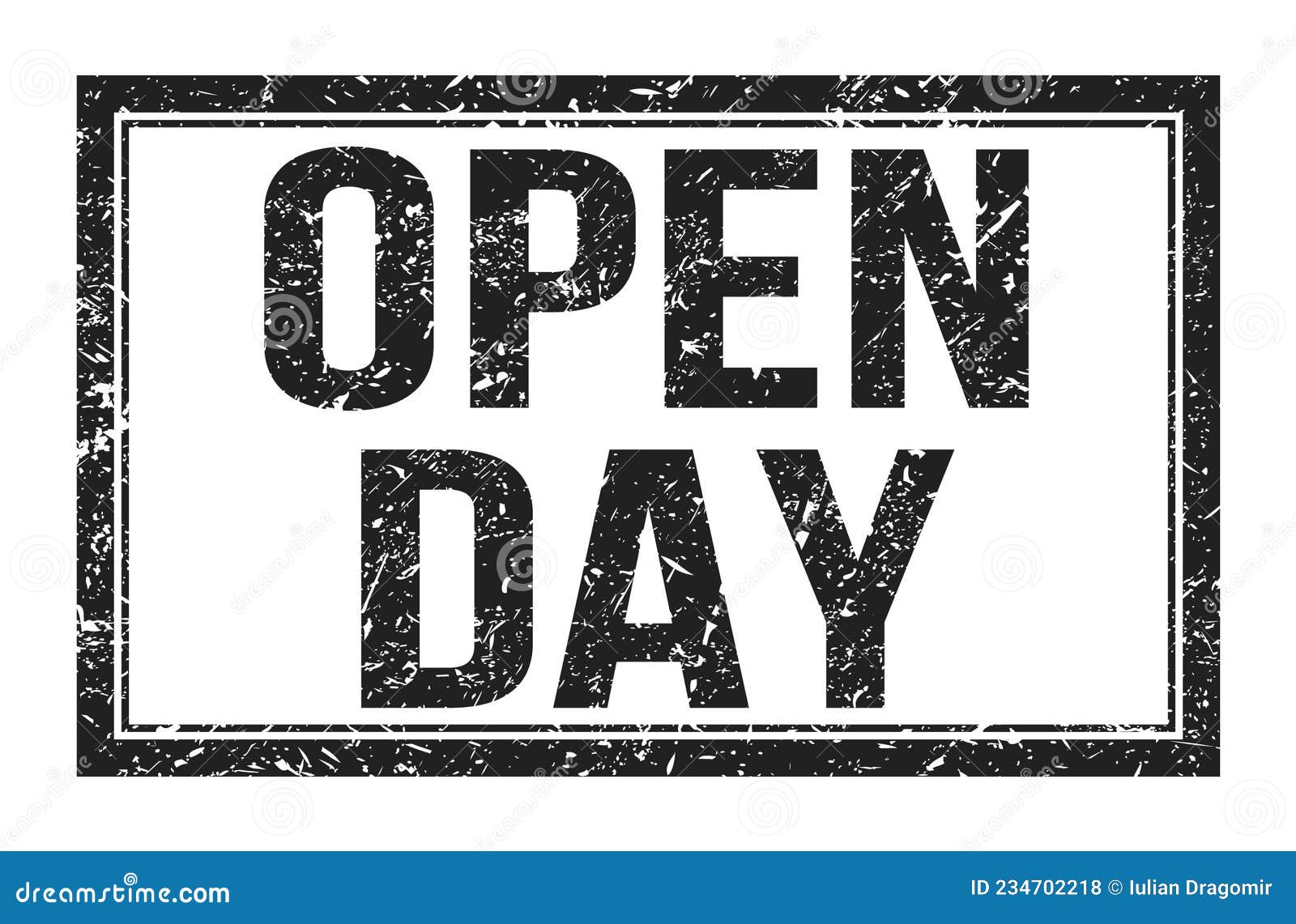 OPEN DAY, Words on Black Rectangle Stamp Sign Stock Illustration ...