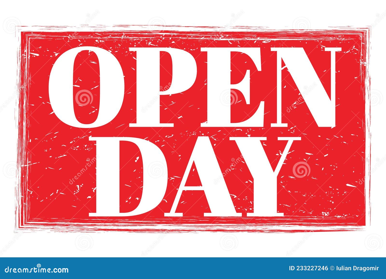OPEN DAY, Words on Red Grungy Stamp Sign Stock Illustration ...