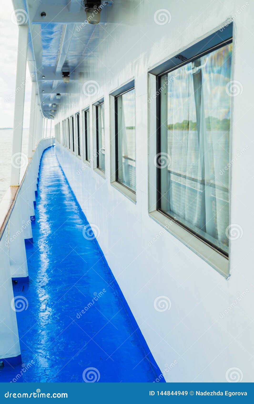 Open Deck Corridor of a Cruise Ship Stock Image - Image of outdoor ...