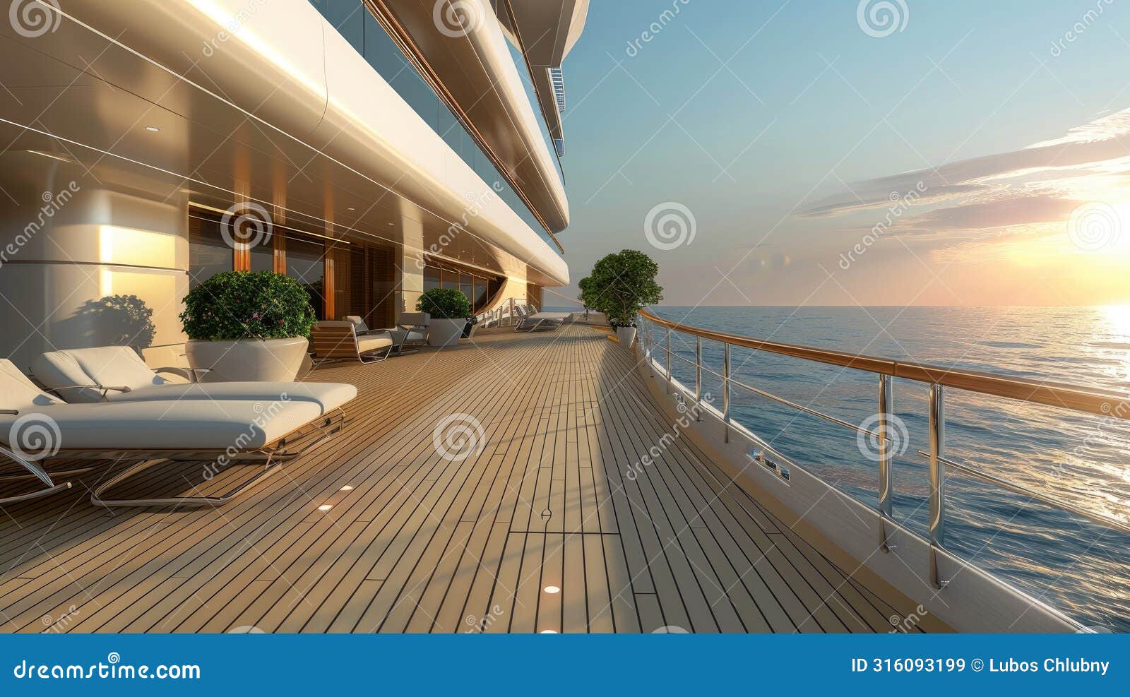 Open Deck of a Luxury Cruise Ship Stock Illustration - Illustration of ...