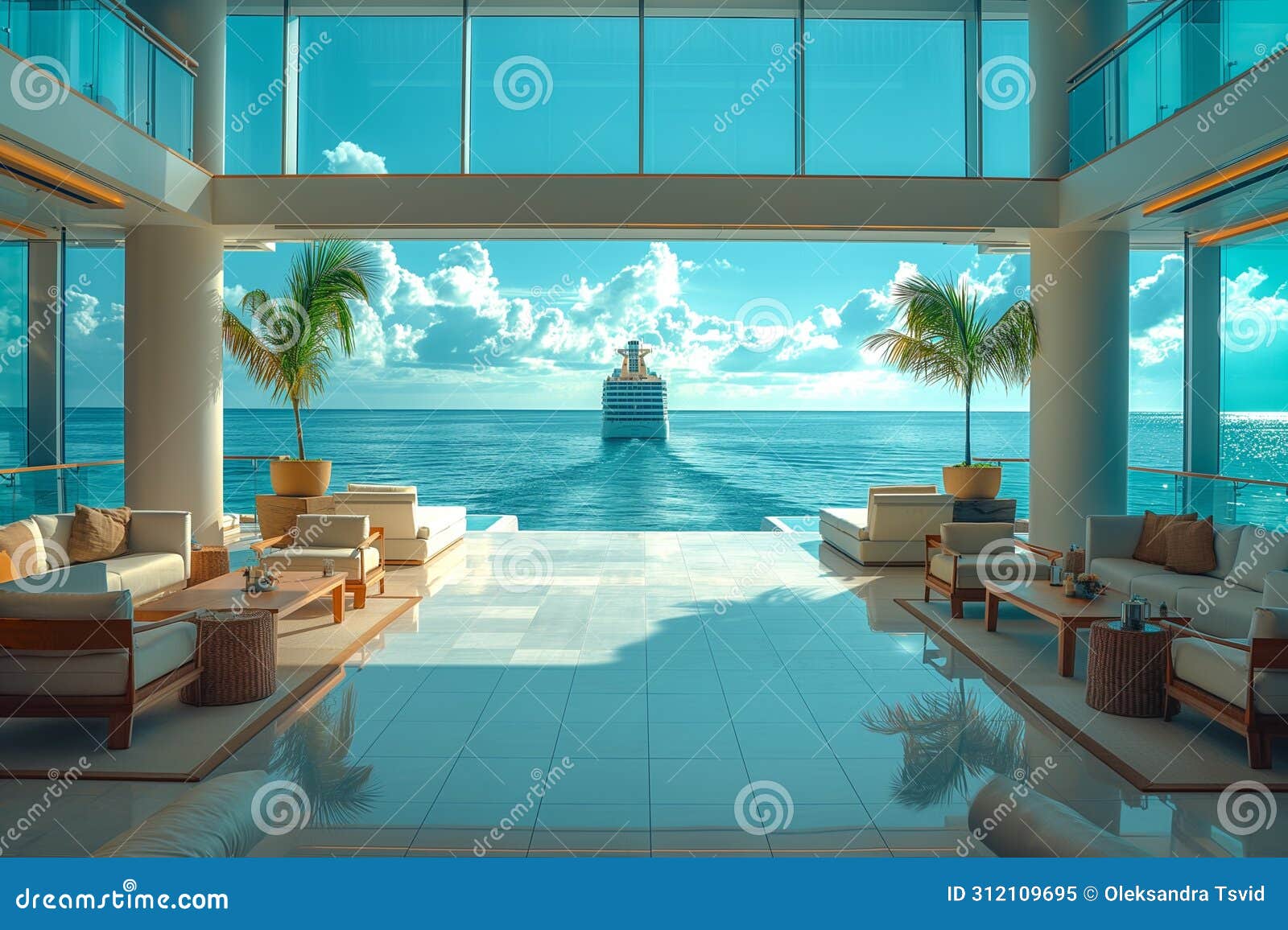 Open Deck of a Luxury Cruise Ship Stock Image - Image of sunset ...