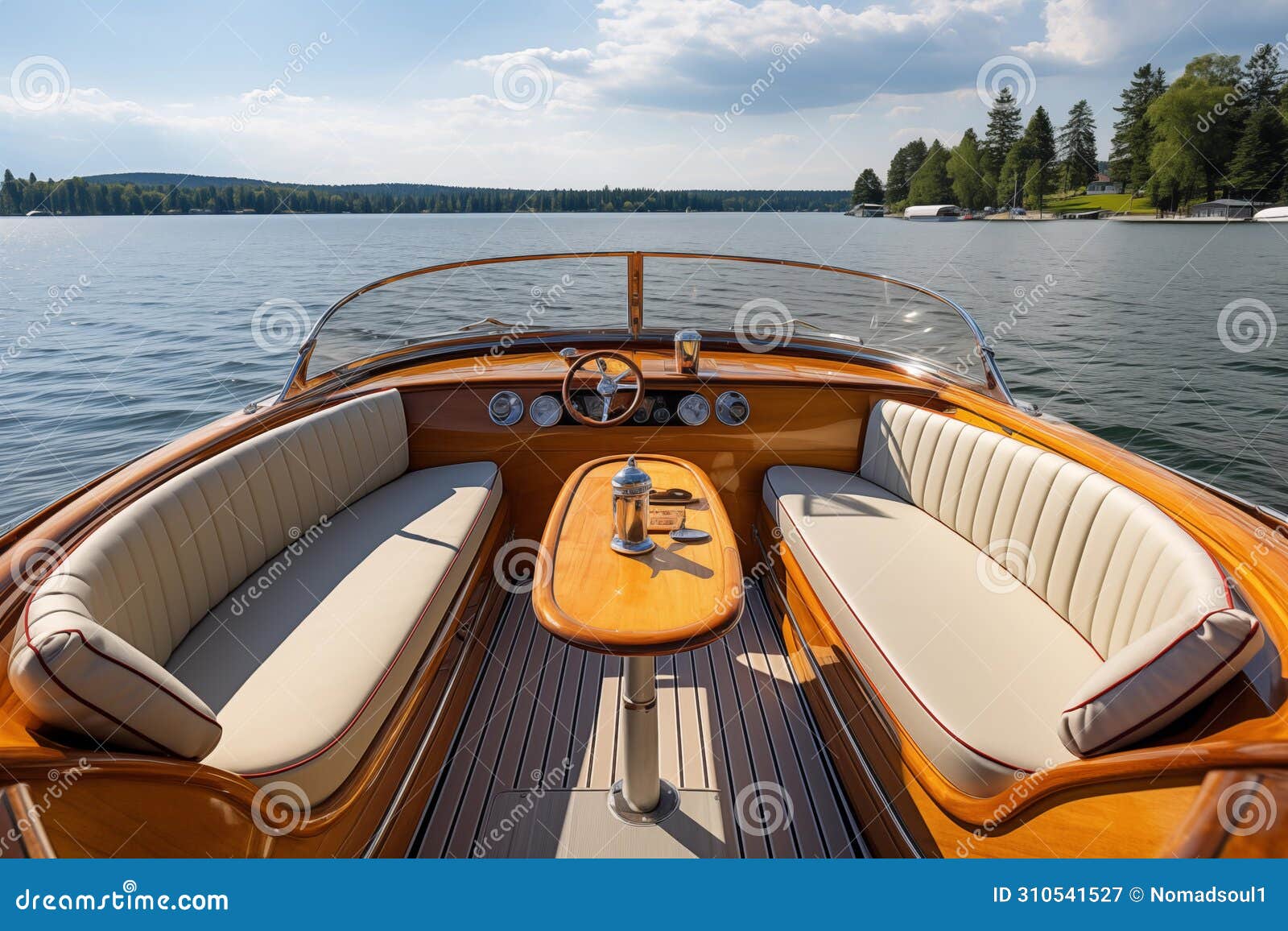 Open Deck of Motorboat with Comfortable Seating. Generative AI Stock ...