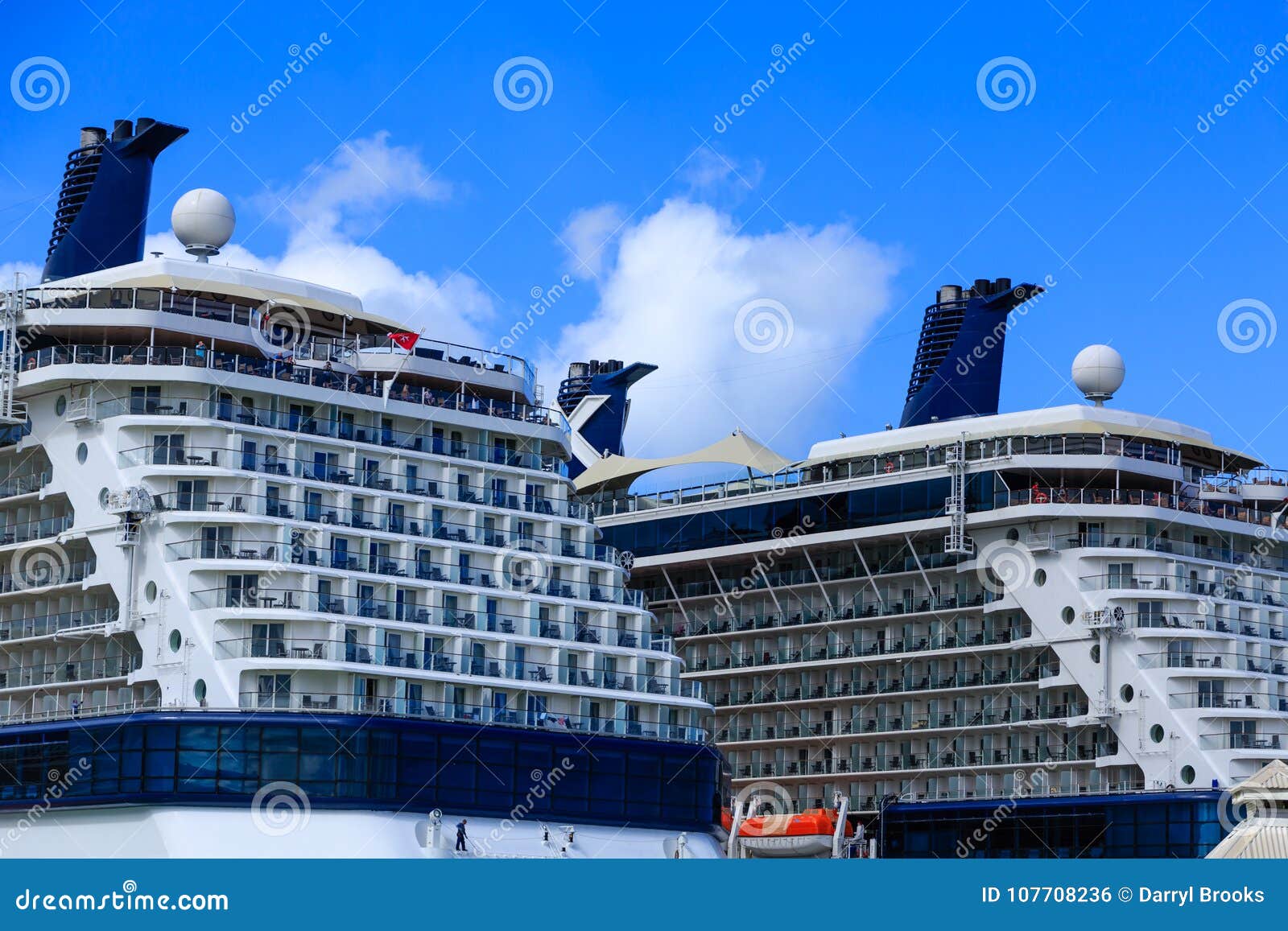Decks on Two Cruise Ships stock photo. Image of mediterranean - 107708236
