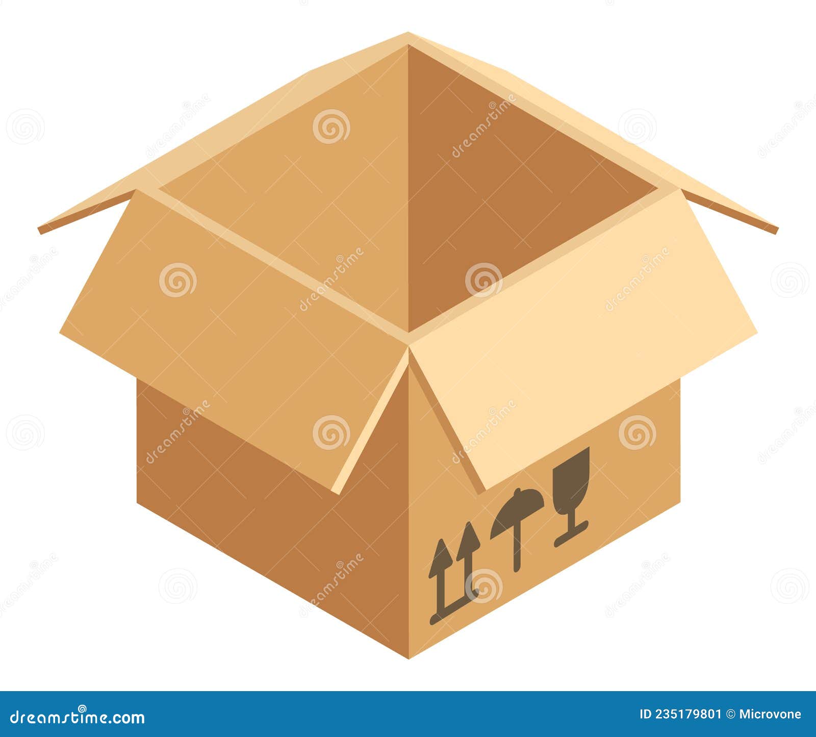 Open Delivery Box Flat Isometric Icon. Vector Illustration Of An Open ...