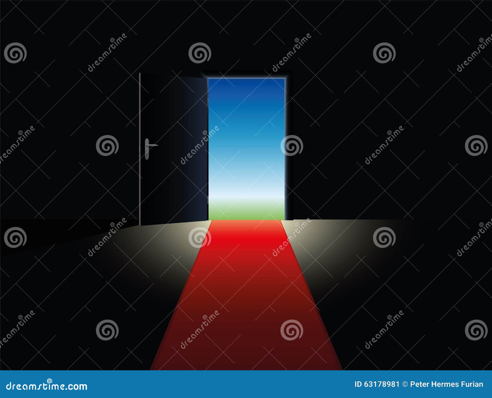 Open Deur Van Het Vrijheids De Rode Tapijt Vector Illustratie ...