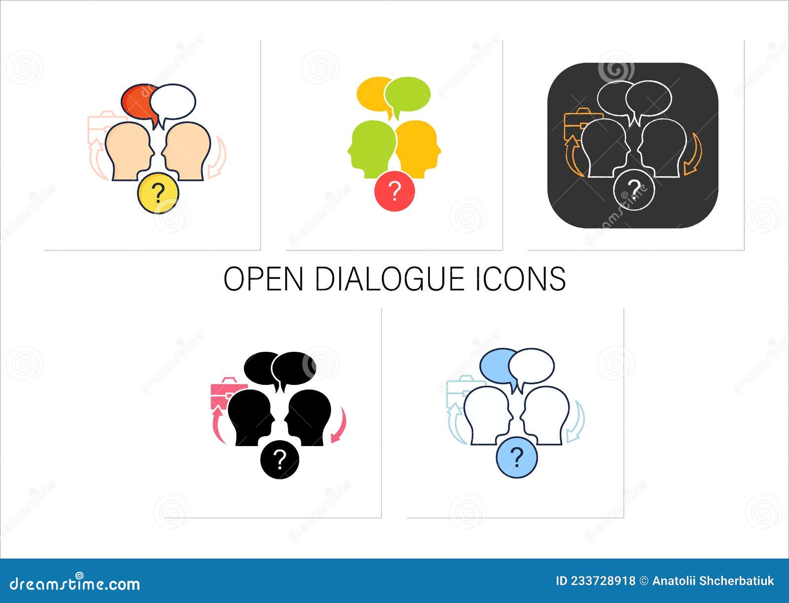 Open dialogue icons set stock vector. Illustration of conflict - 233728918