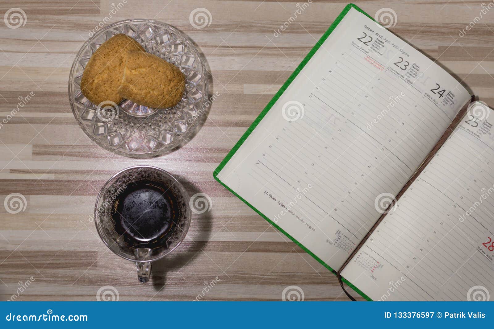 Open Diary for 2019 with Black Coffee. Stock Image - Image of calendar ...