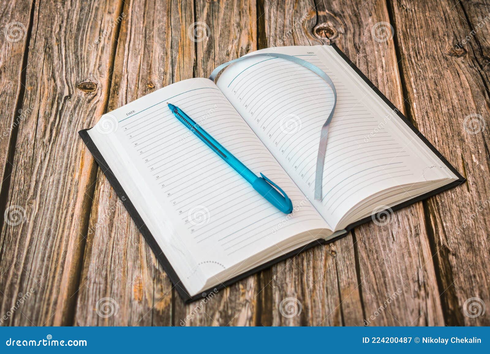 Open Diary with Blank Pages on Which a Ballpoint Pen Rests Stock Image ...