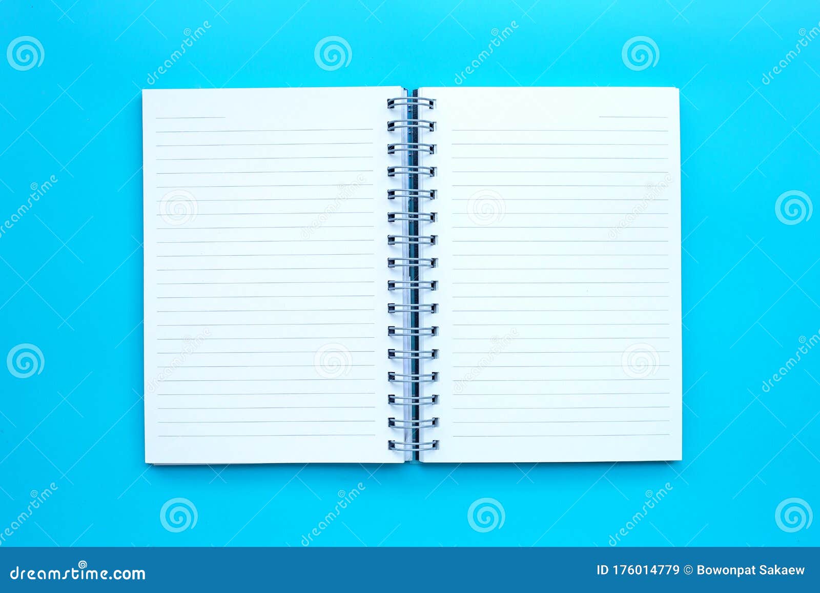 Open Diary on Blue Background Stock Image - Image of page, agenda ...
