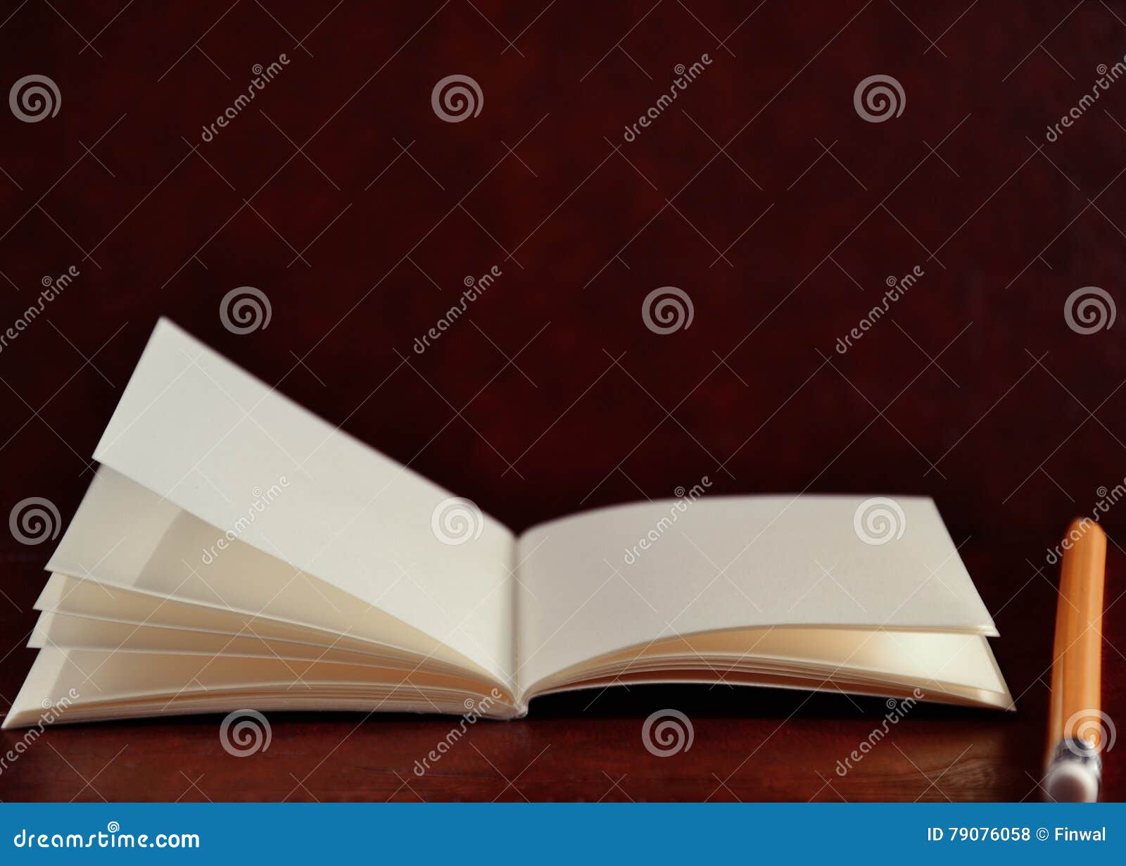 Open Diary Book and Pencil on Brown Vintage Background Stock Photo ...