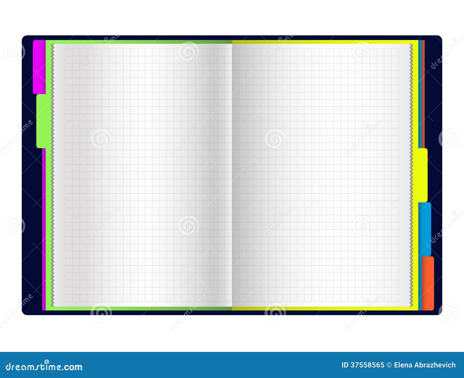 Open Diary with Color Bookmarks Stock Vector - Illustration of square ...