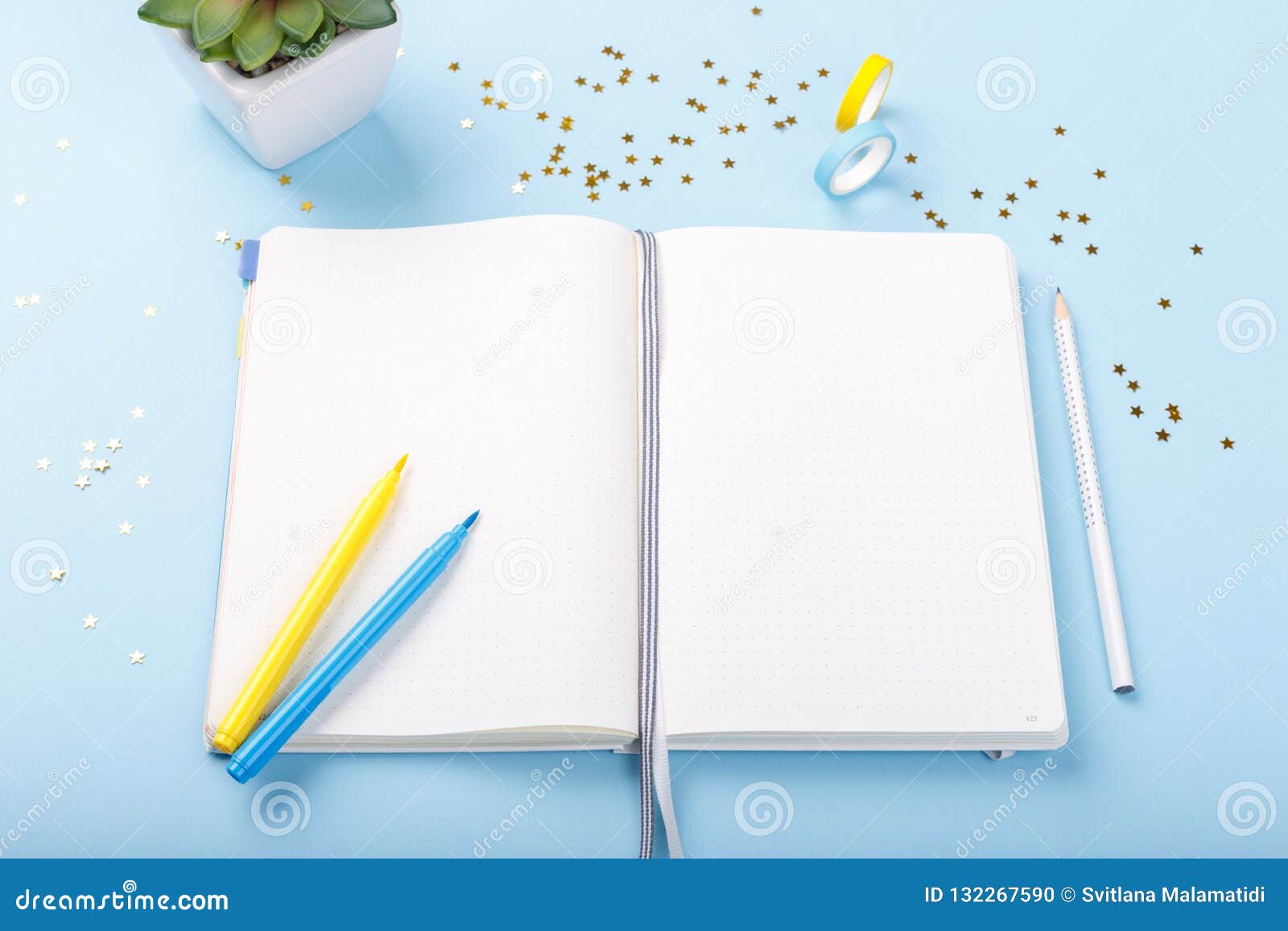 Open Diary Colorful Markers Stock Photo - Image of stars, interior ...