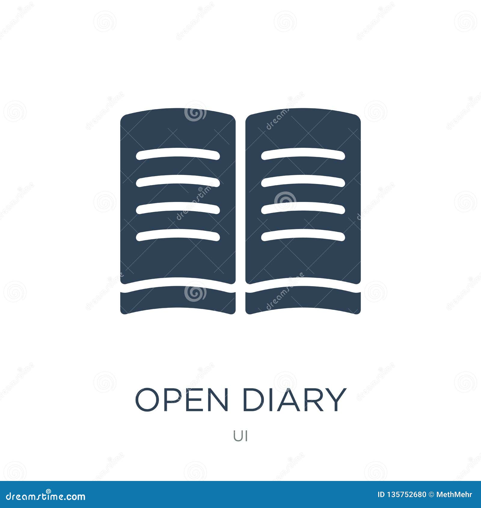 Open Diary Icon in Trendy Design Style. Open Diary Icon Isolated on ...