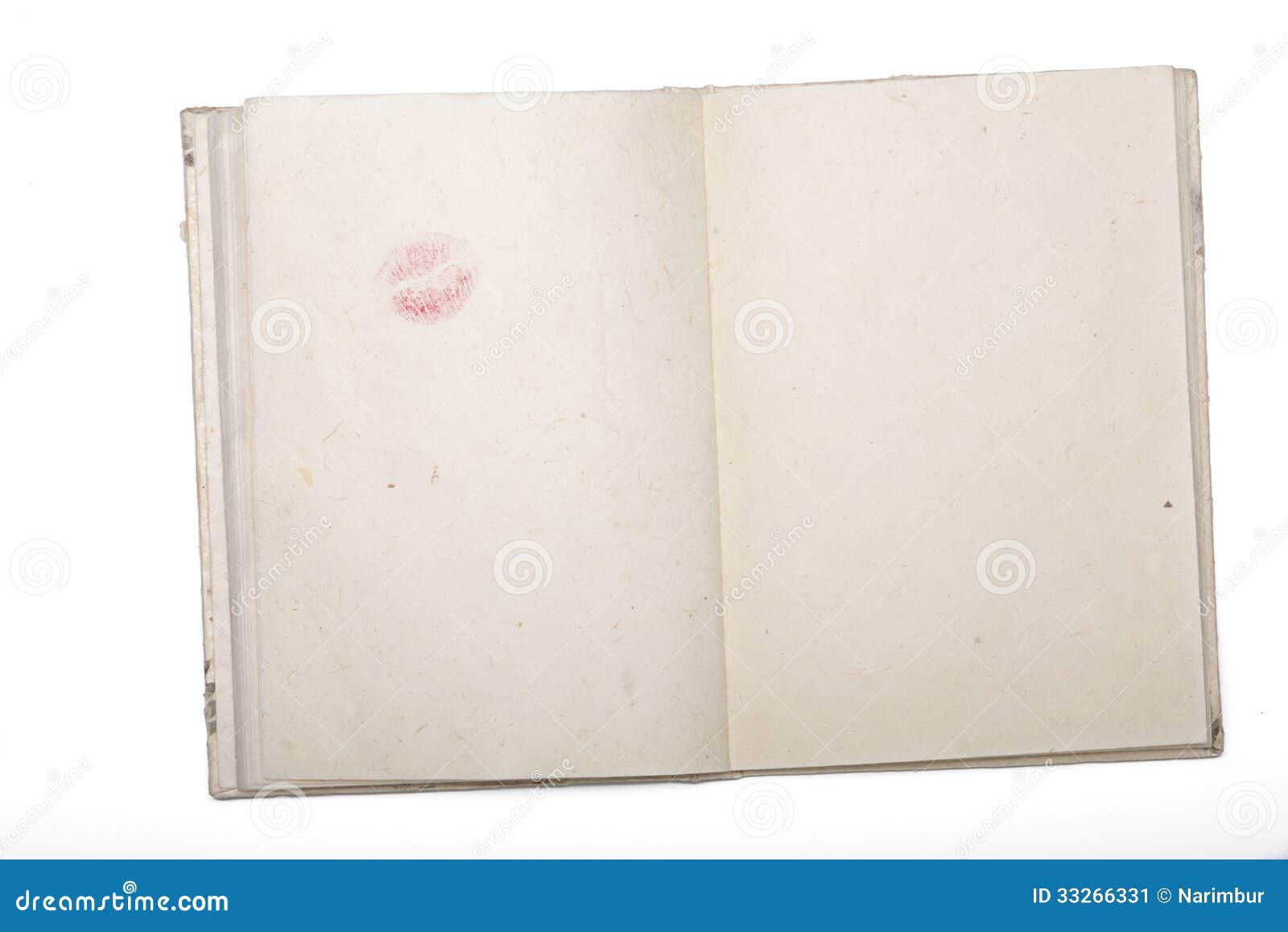 Open Diary with Japan Paper and Lipstick Kiss Isolated on White Stock ...