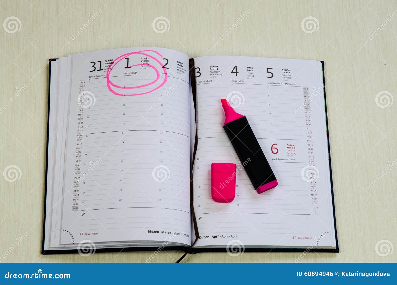 Open diary and marker stock photo. Image of business - 60894946