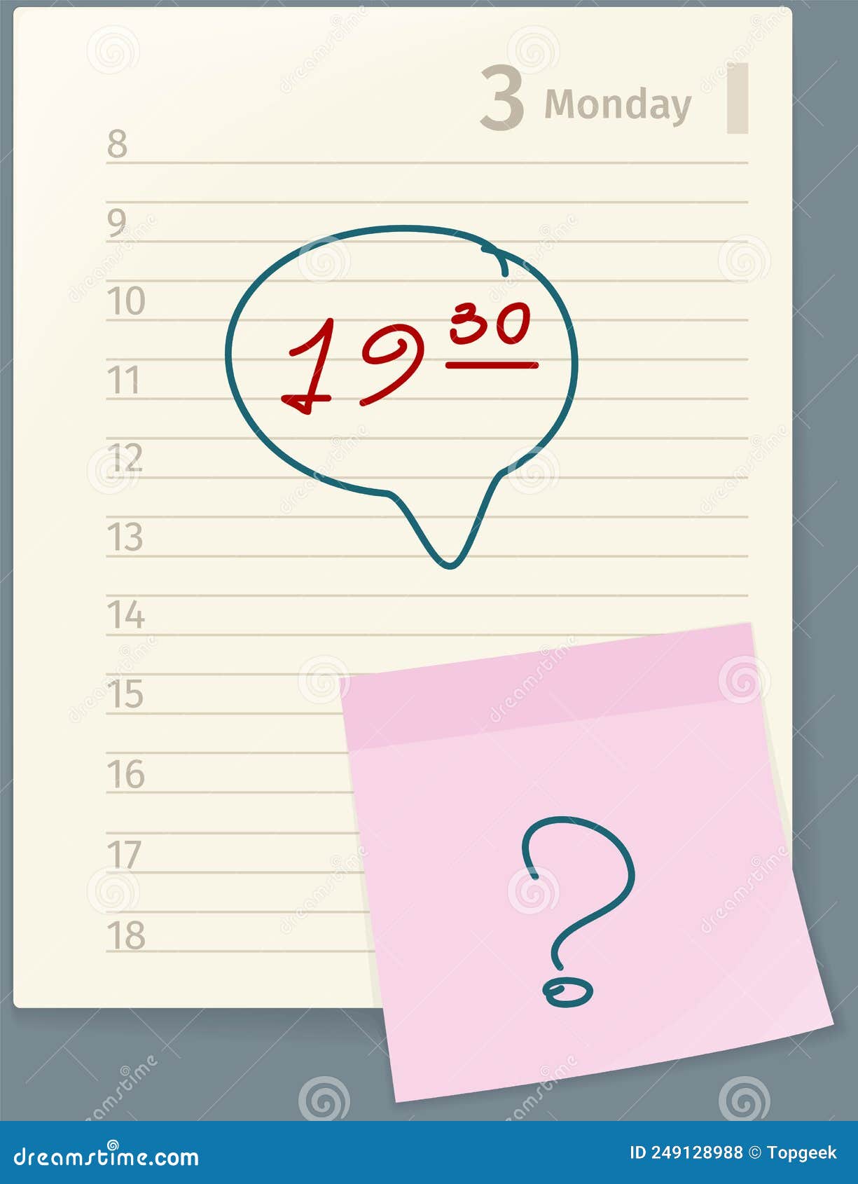 Open Diary with Meeting Notes, Planner or Notebook. Write Pen in Wish ...