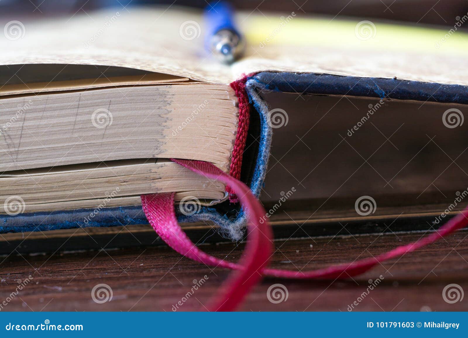 Open Diary Notebook with Bookmark. Stock Image - Image of desk, table ...