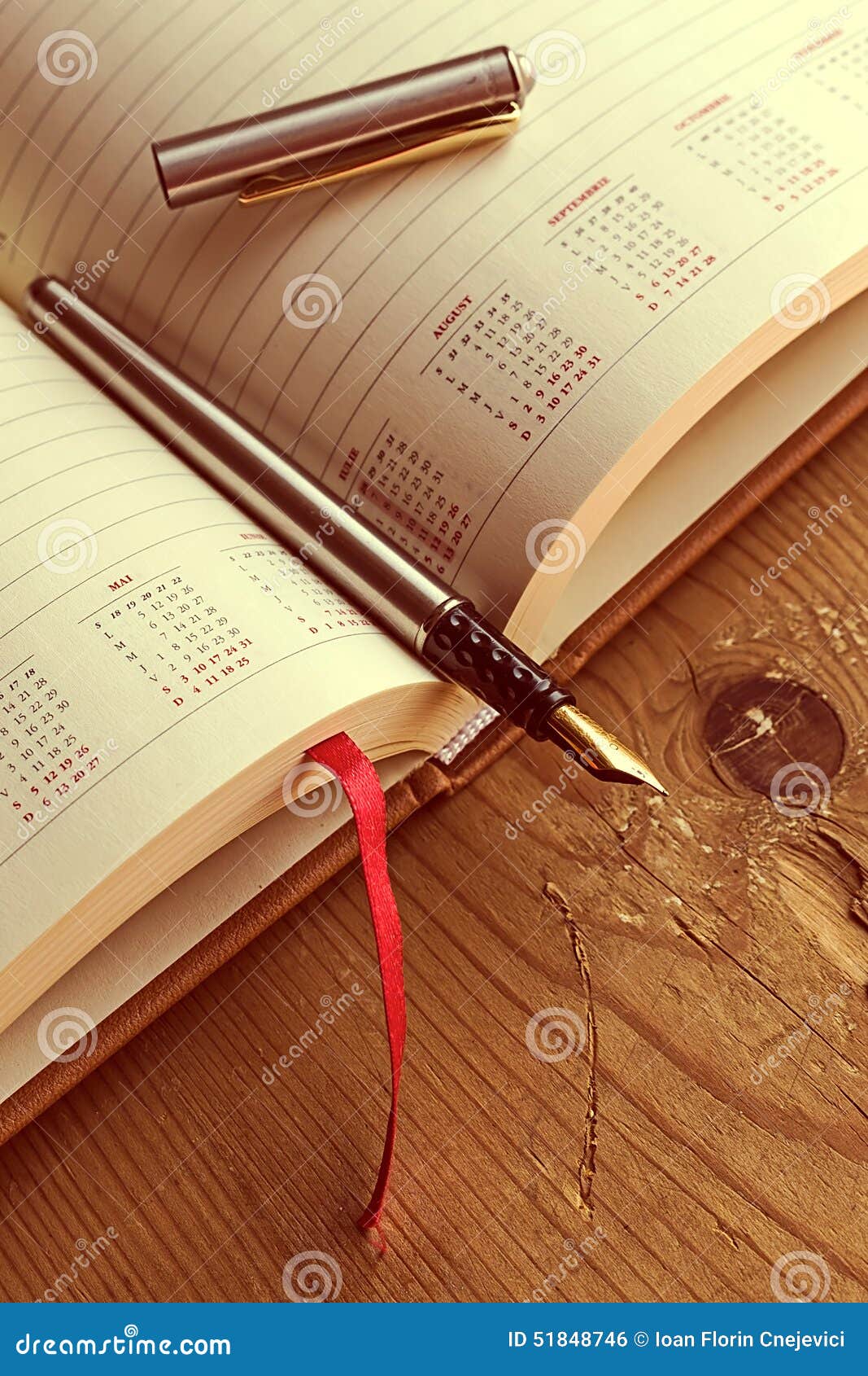 Open Diary With One Fountain Pen In It 2 Royalty-Free Stock Image ...