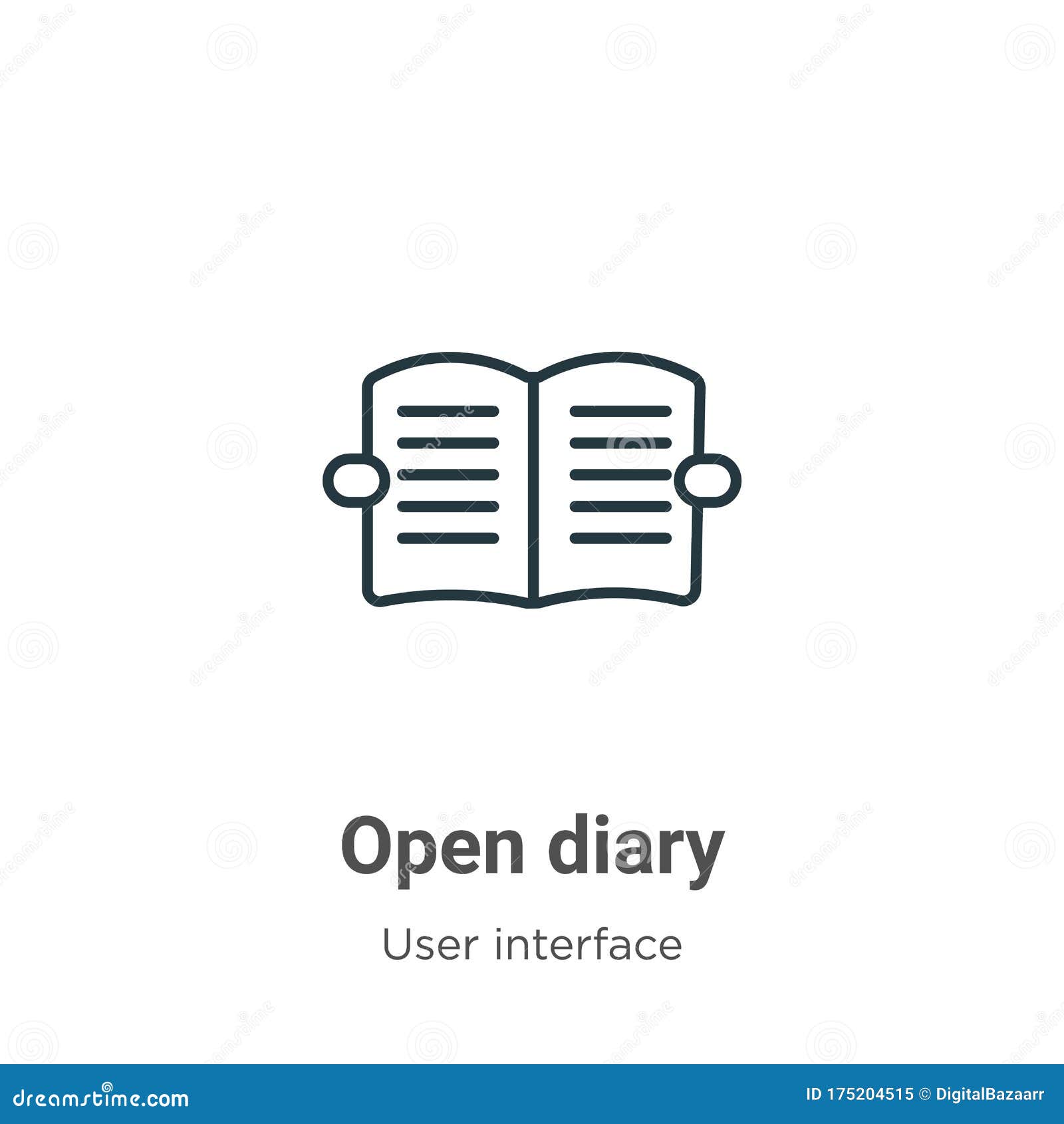 Open Diary Outline Vector Icon. Thin Line Black Open Diary Icon, Flat ...