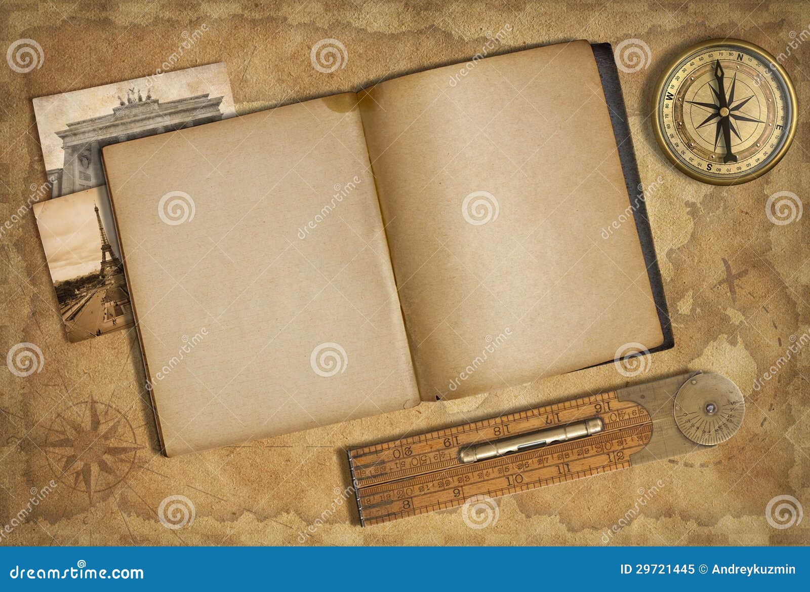 Open Diary Over Old Treasure Map Stock Illustration - Illustration of ...
