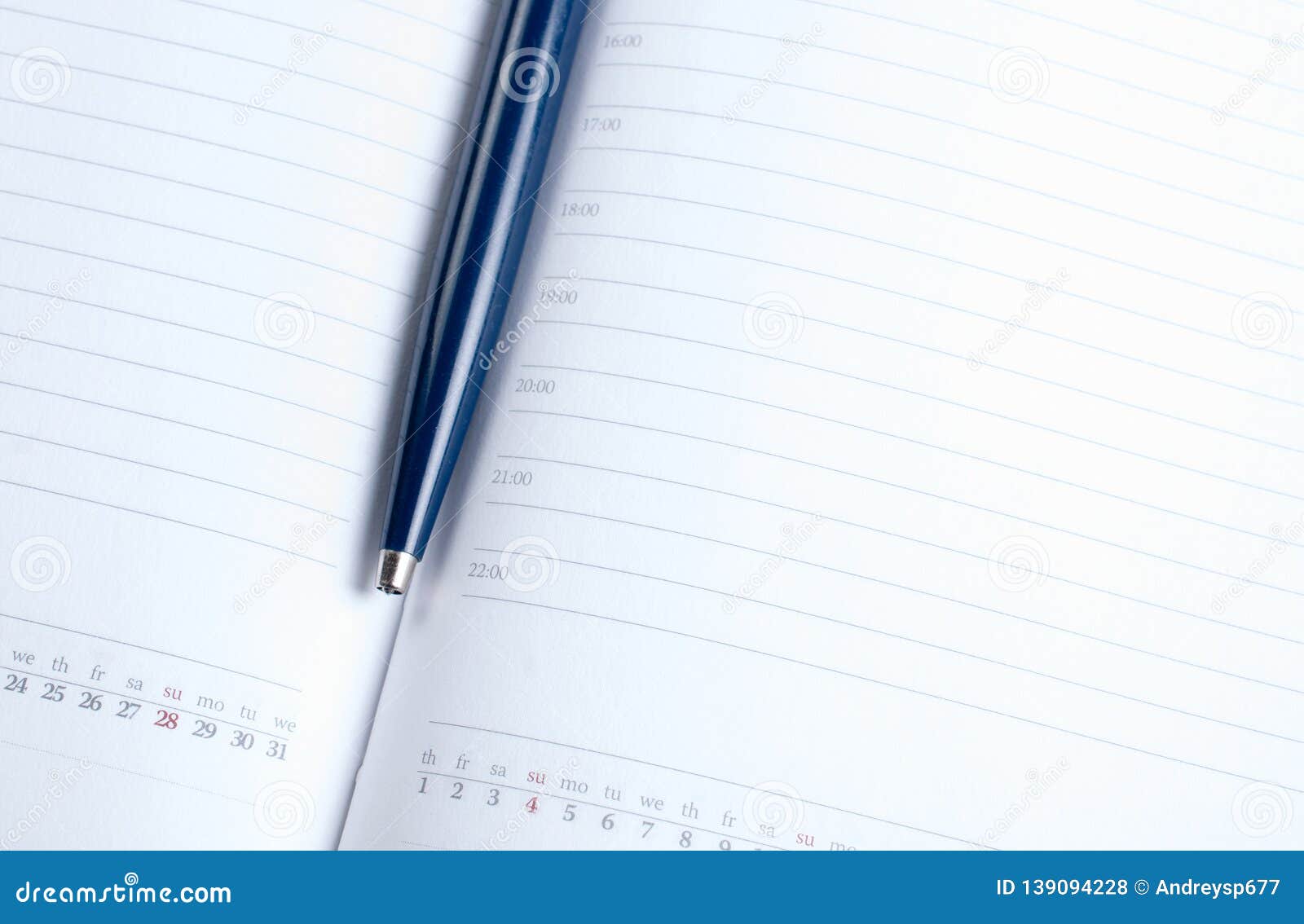 Open Diary with a Pen. Close-up Stock Photo - Image of notebook ...