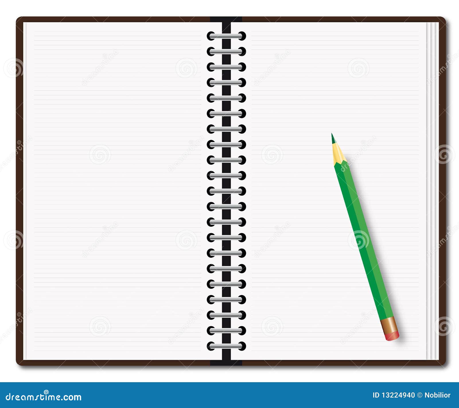 Open diary with a pencil stock vector. Illustration of isolated - 13224940