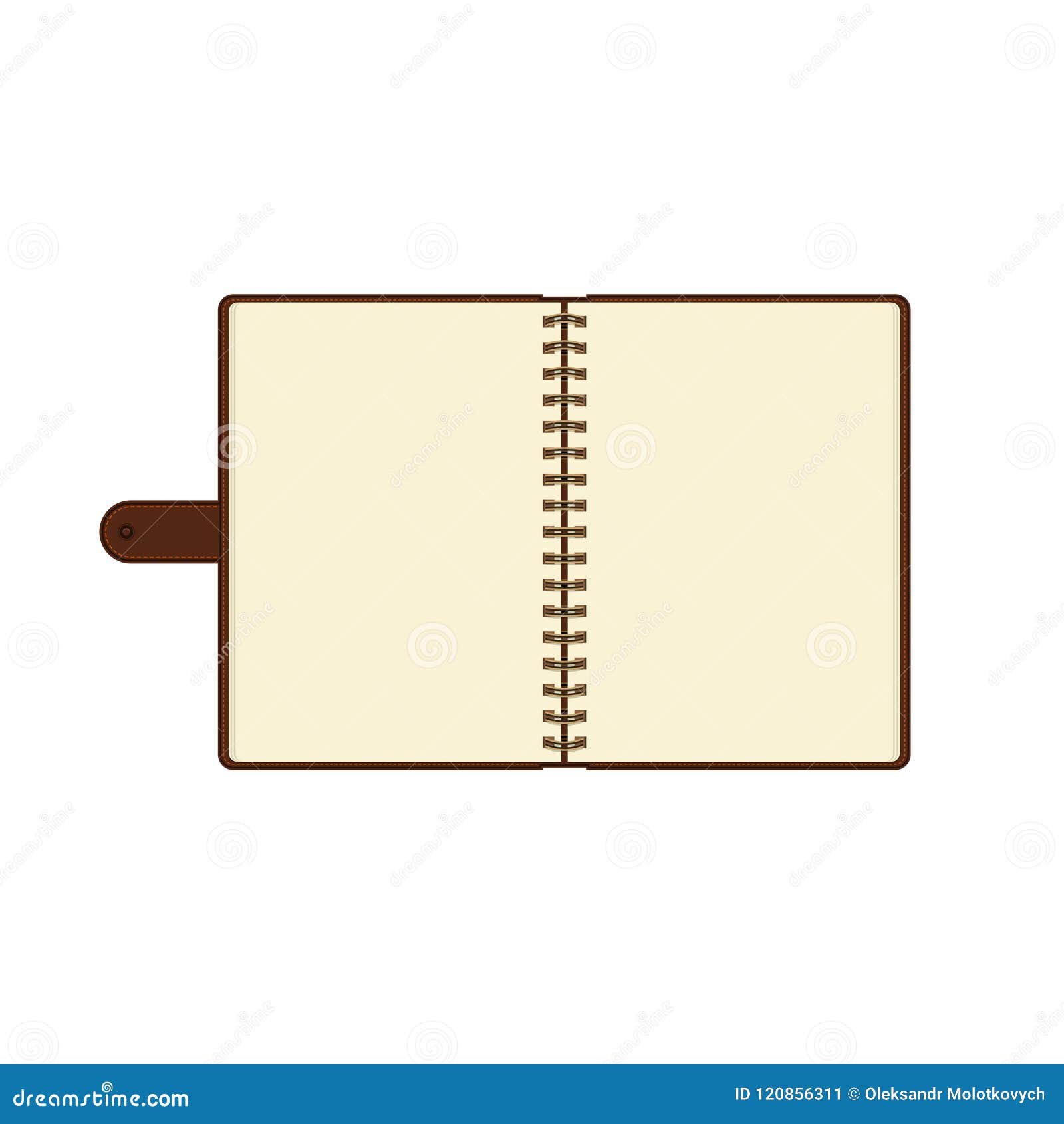 Open Diary or Personal Organizer with Empty Pages. Isolated on White ...