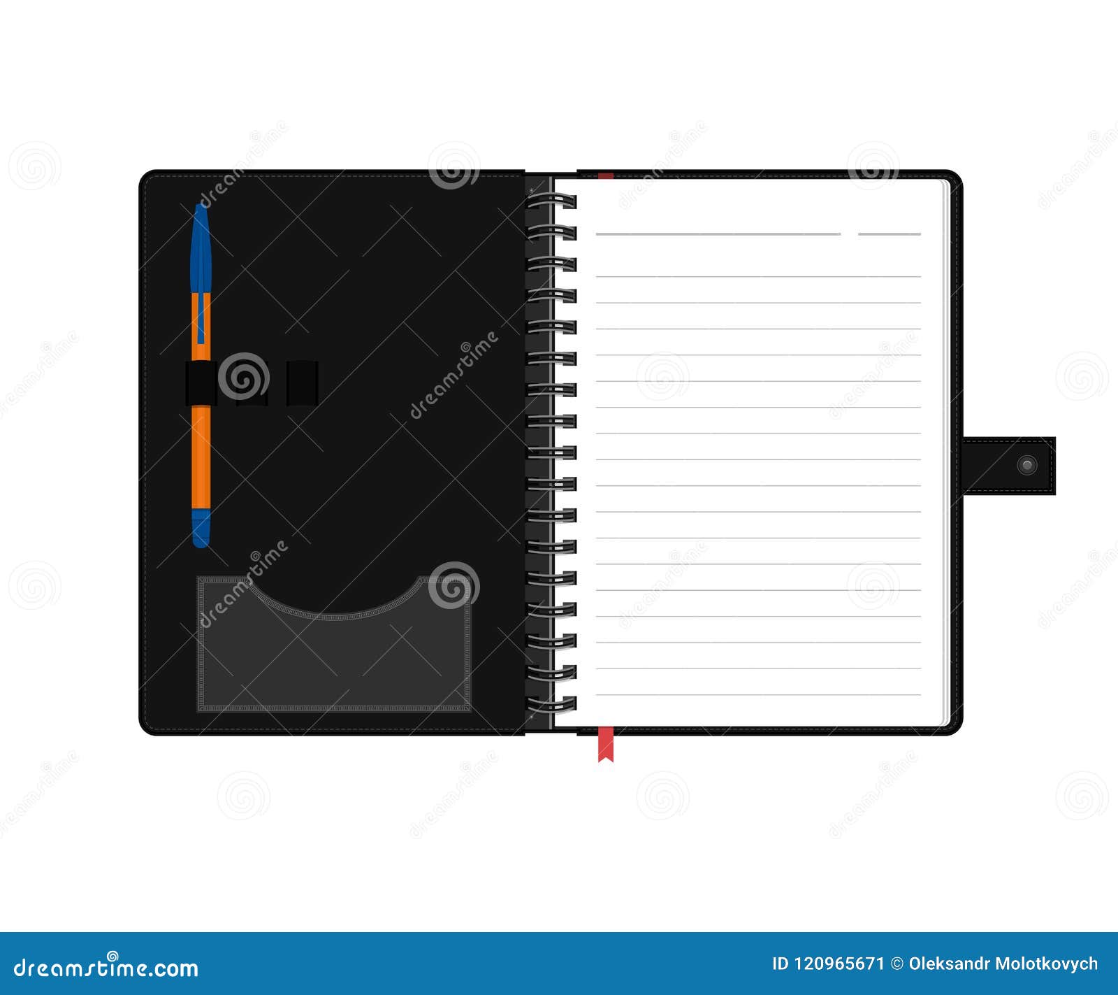 Open Diary or Personal Organizer with Empty Pages and Pen. Isolated on ...