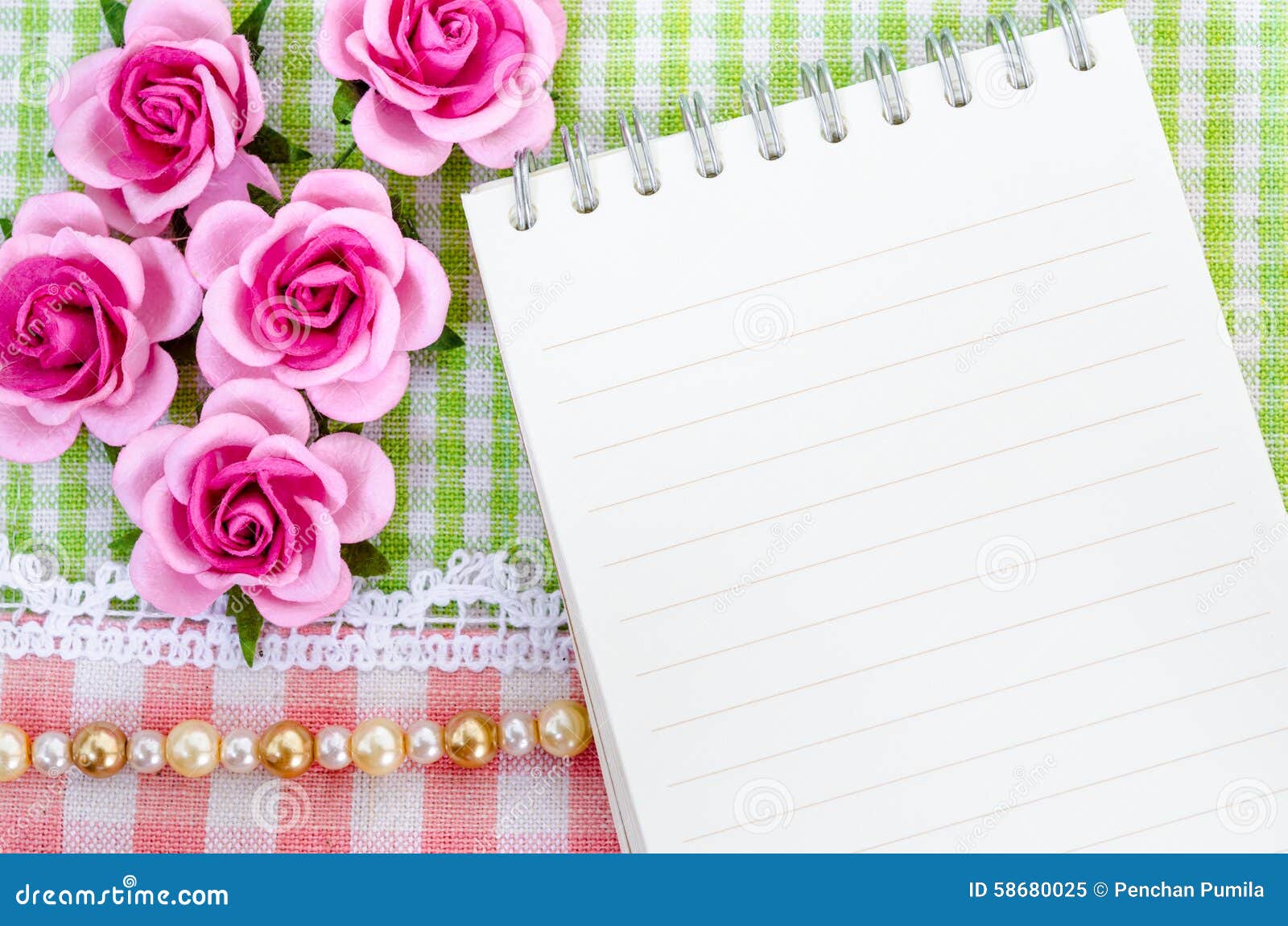 Open diary and pink roses stock image. Image of education - 58680025
