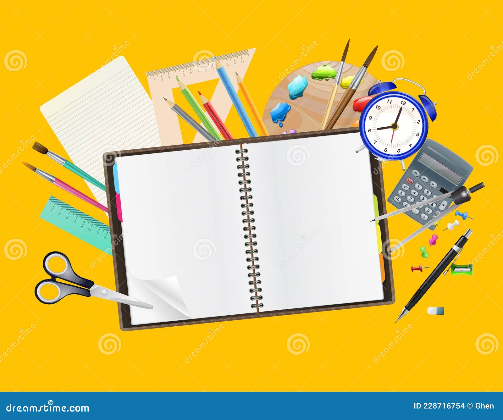 Open Diary and School Background. Vector Illustration Stock Vector ...