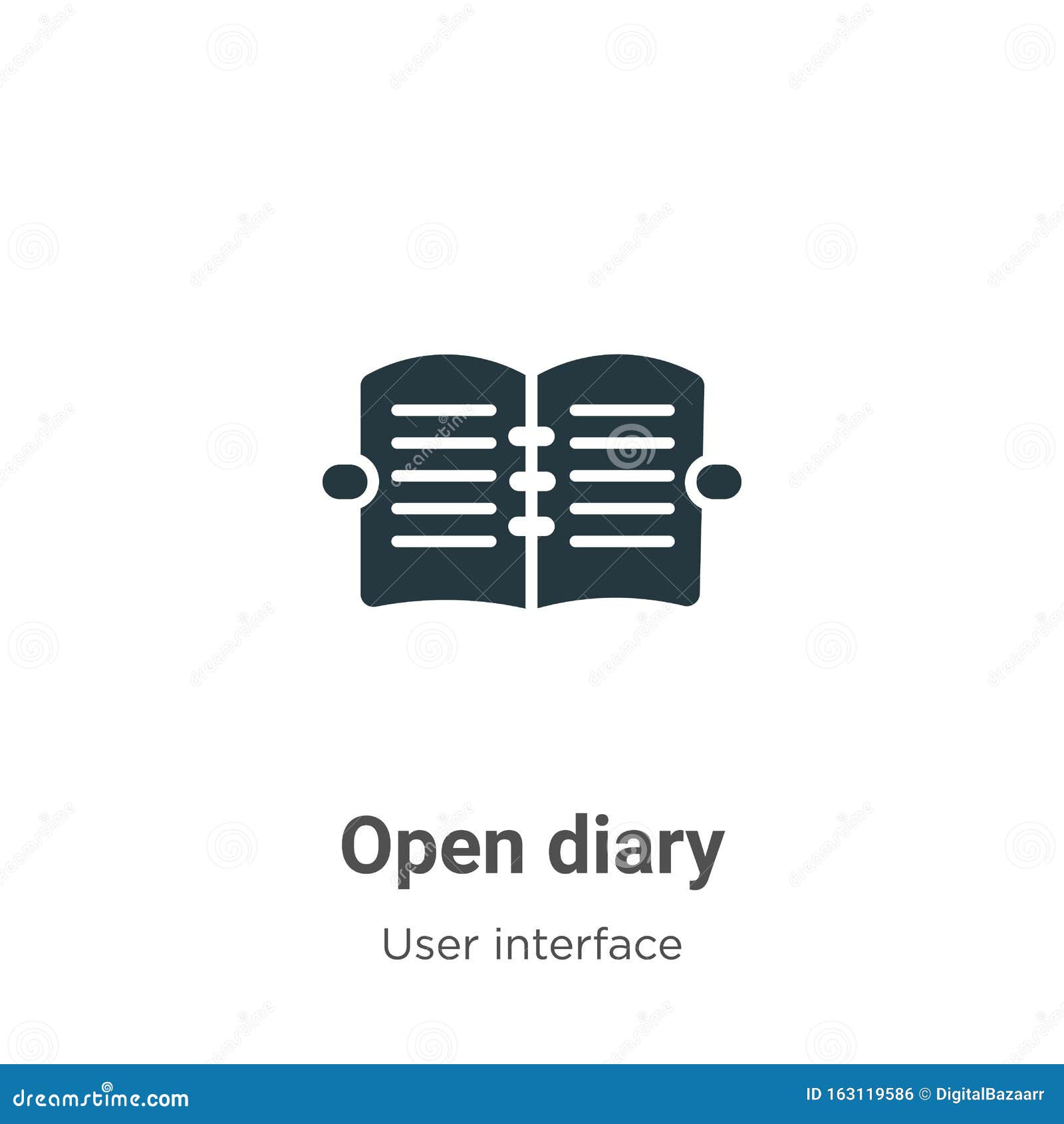 Open Diary Vector Icon on White Background. Flat Vector Open Diary Icon ...