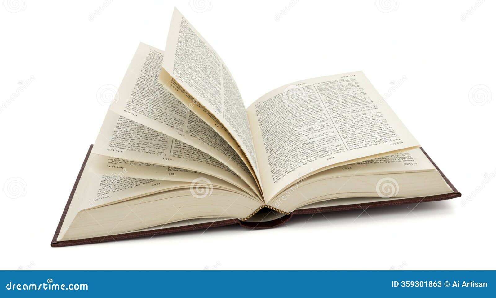 An Open Dictionary Displays Text on Its Pages, Showcasing Columns of ...