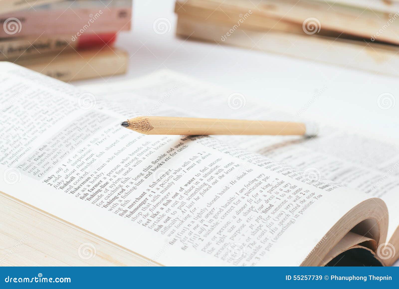Open Dictionary with Pencil Stock Image - Image of encyclopedia ...