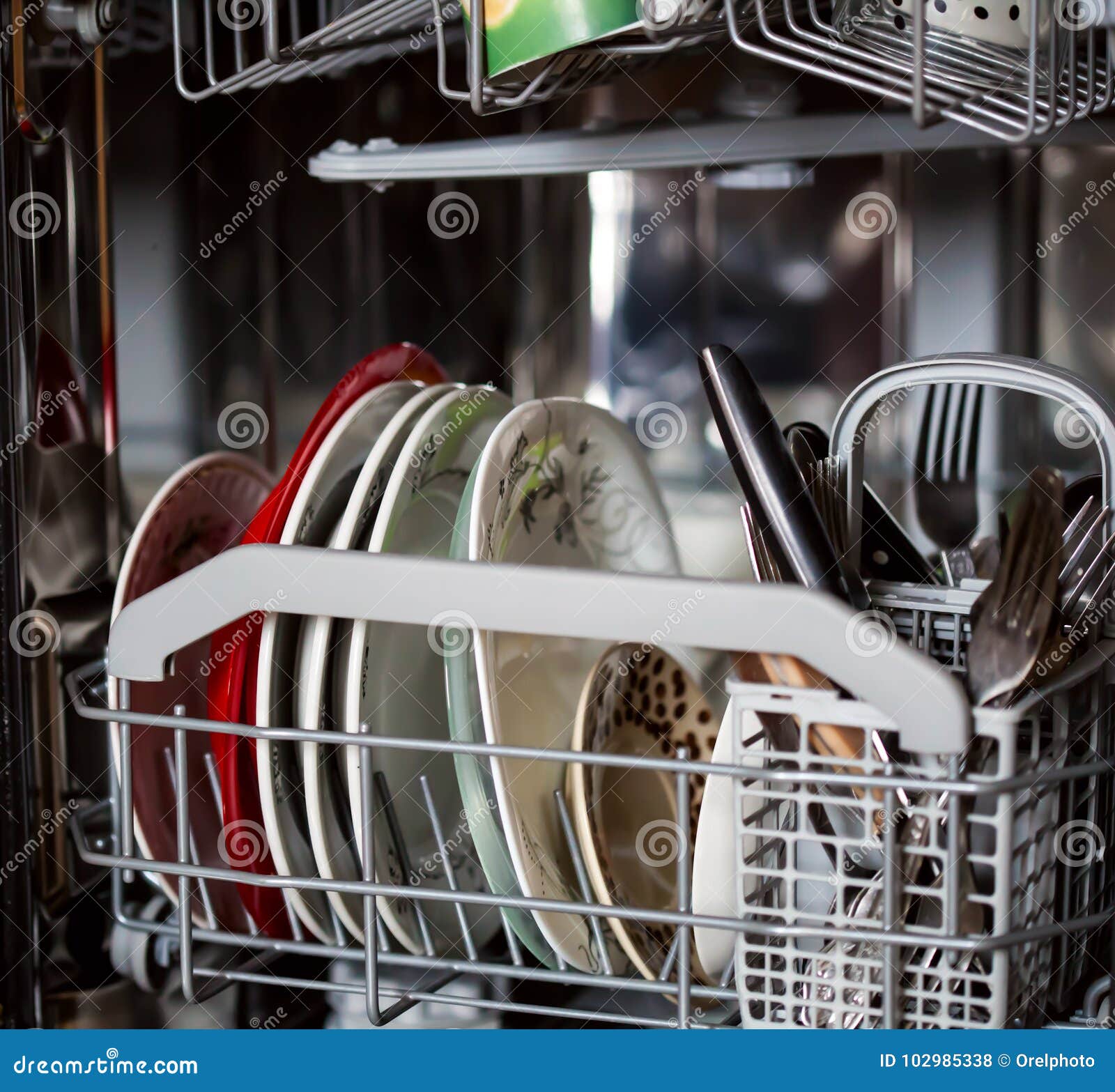 Open Dishwasher with Clean Dishe Stock Photo - Image of dirty, dishes ...