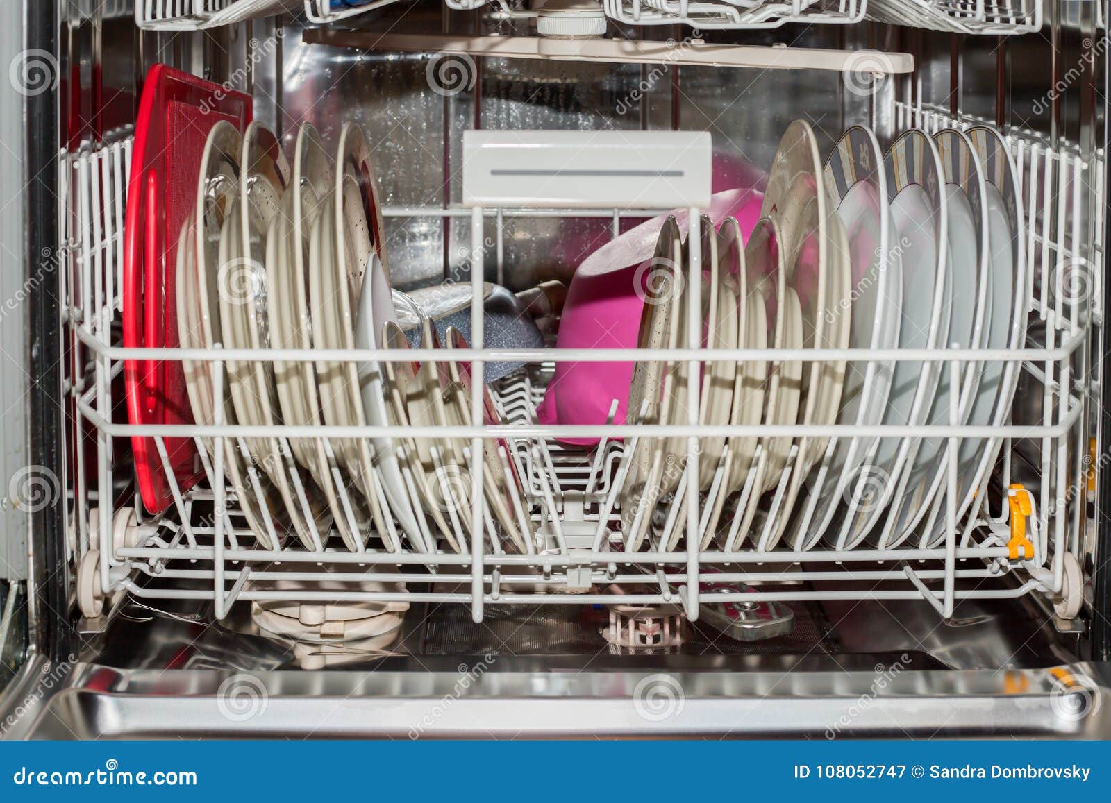 An Open Dishwasher with Clean Dishes Stock Image - Image of durables ...