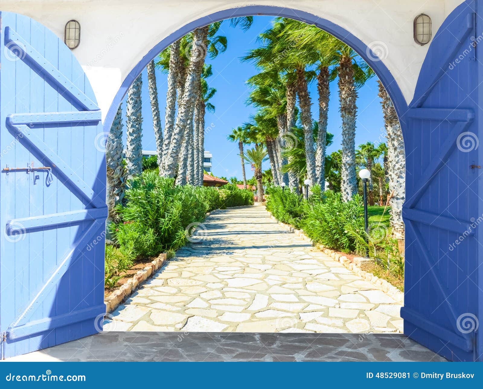 Open Door Arch with Access the Alley Stock Image - Image of garden ...