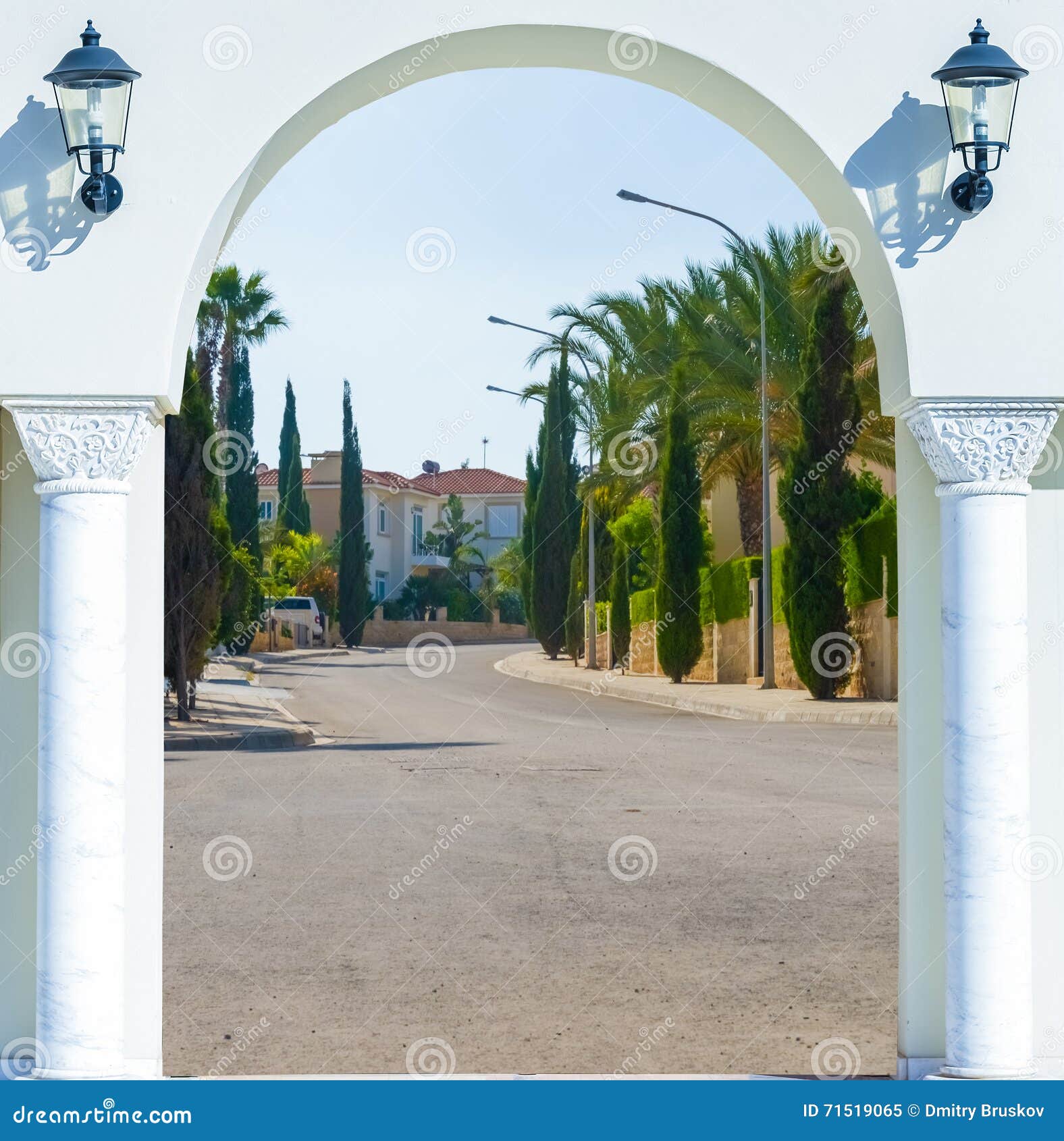 Open door arch with alley stock image. Image of style - 71519065