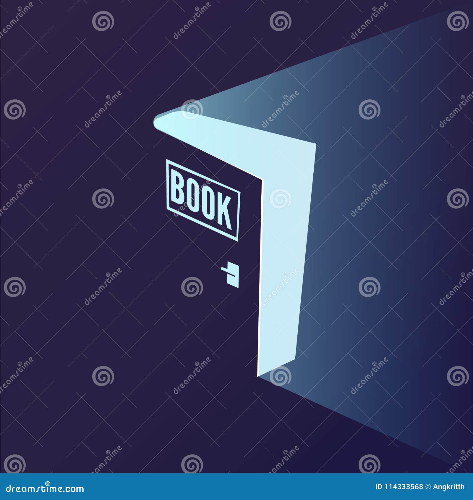 Open Door As Book with Bright Light. Knowledge and Imagination F Stock ...