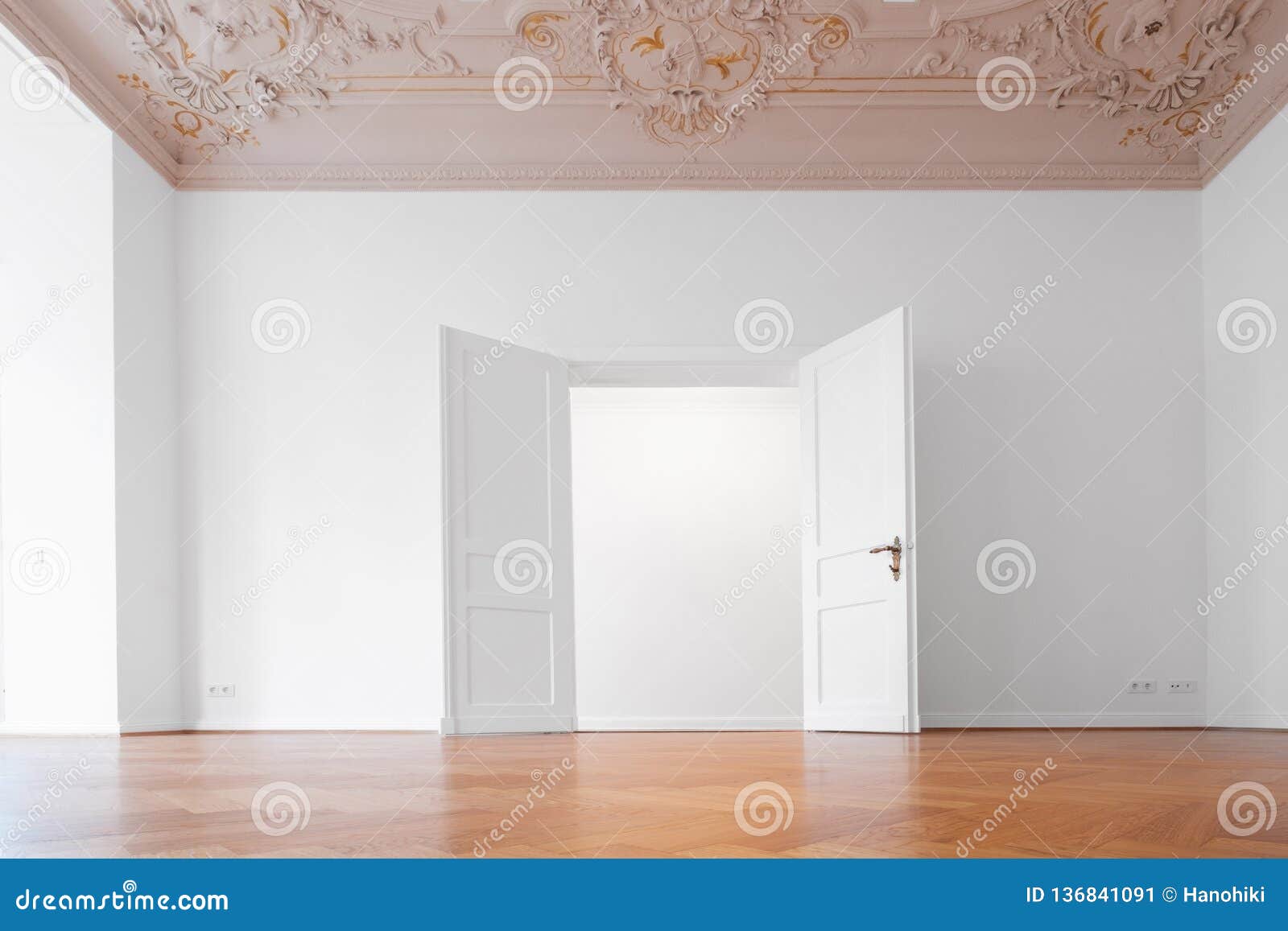 Open Door in Empty Room of Historic Apartment after Refurbishment Stock ...