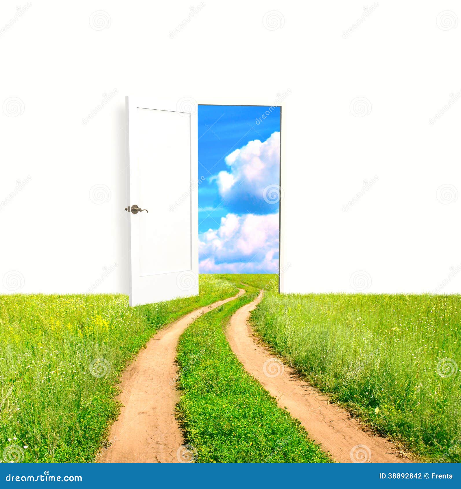 Open door in field stock illustration. Illustration of bizarre - 38892842