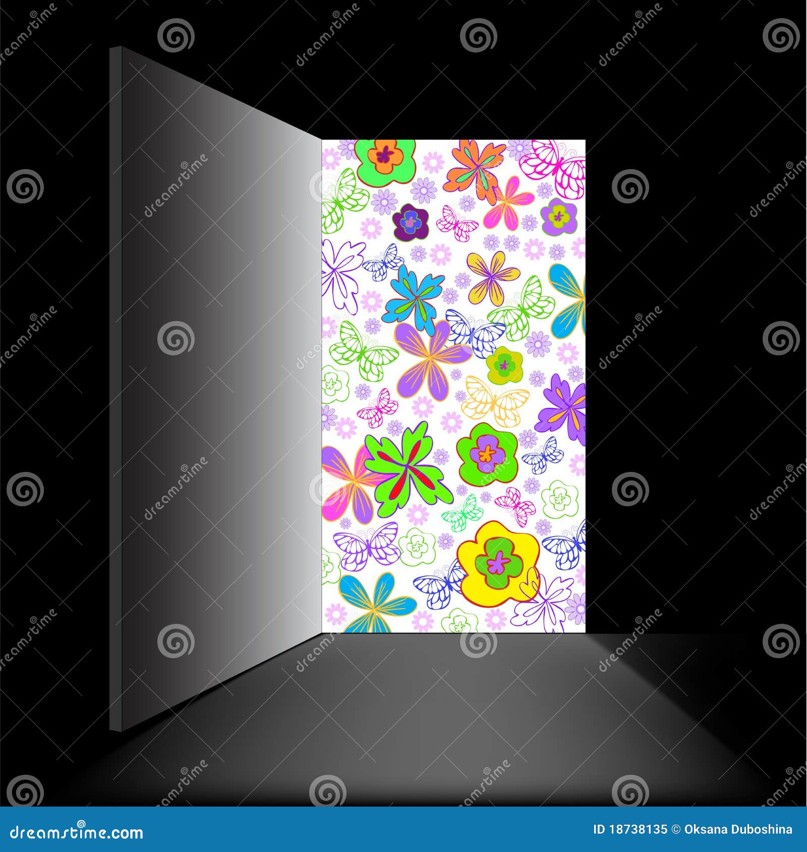 Open the door with flowers stock vector. Illustration of copy - 18738135