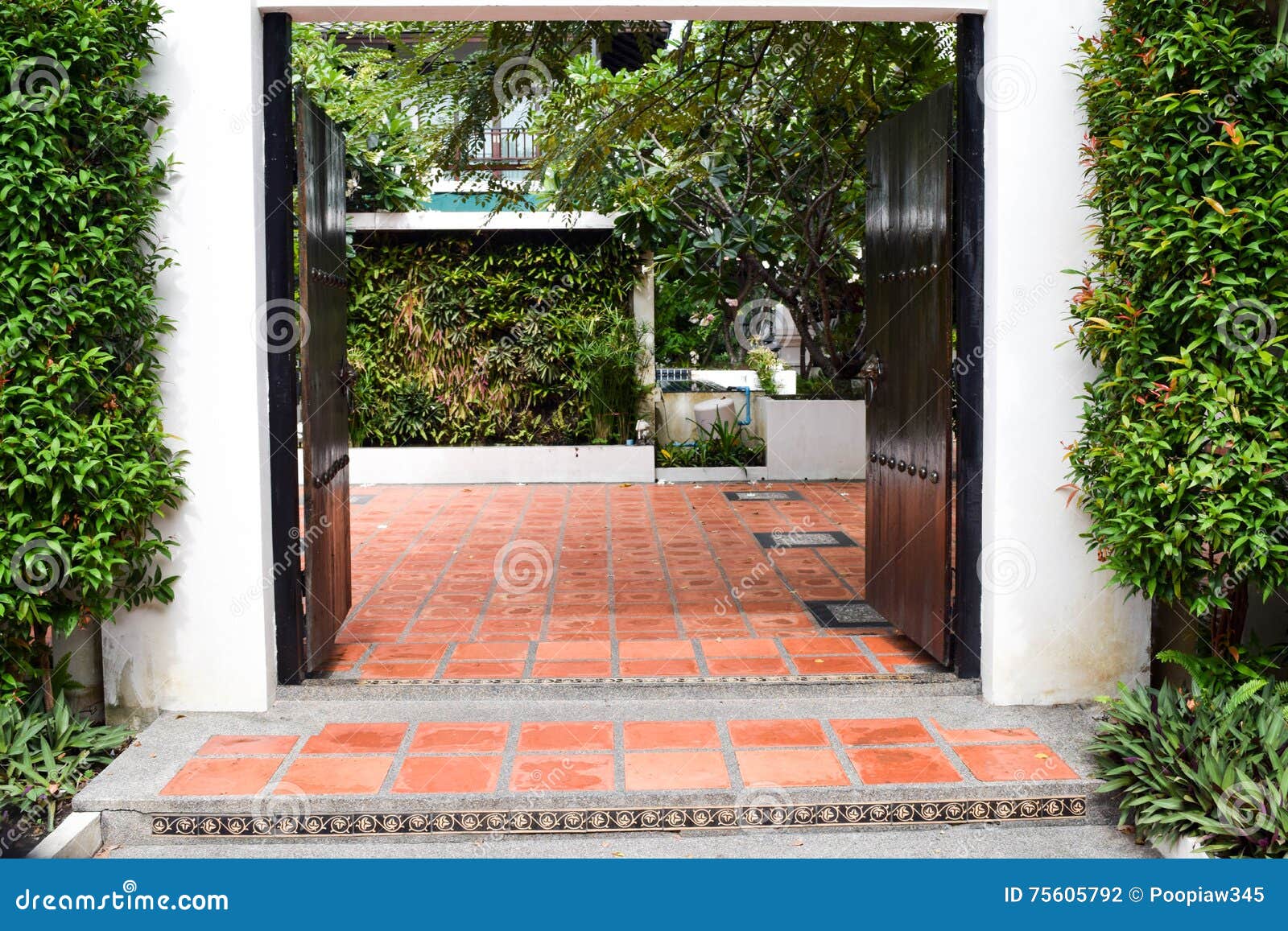 Open door with garden view stock photo. Image of entrance - 75605792
