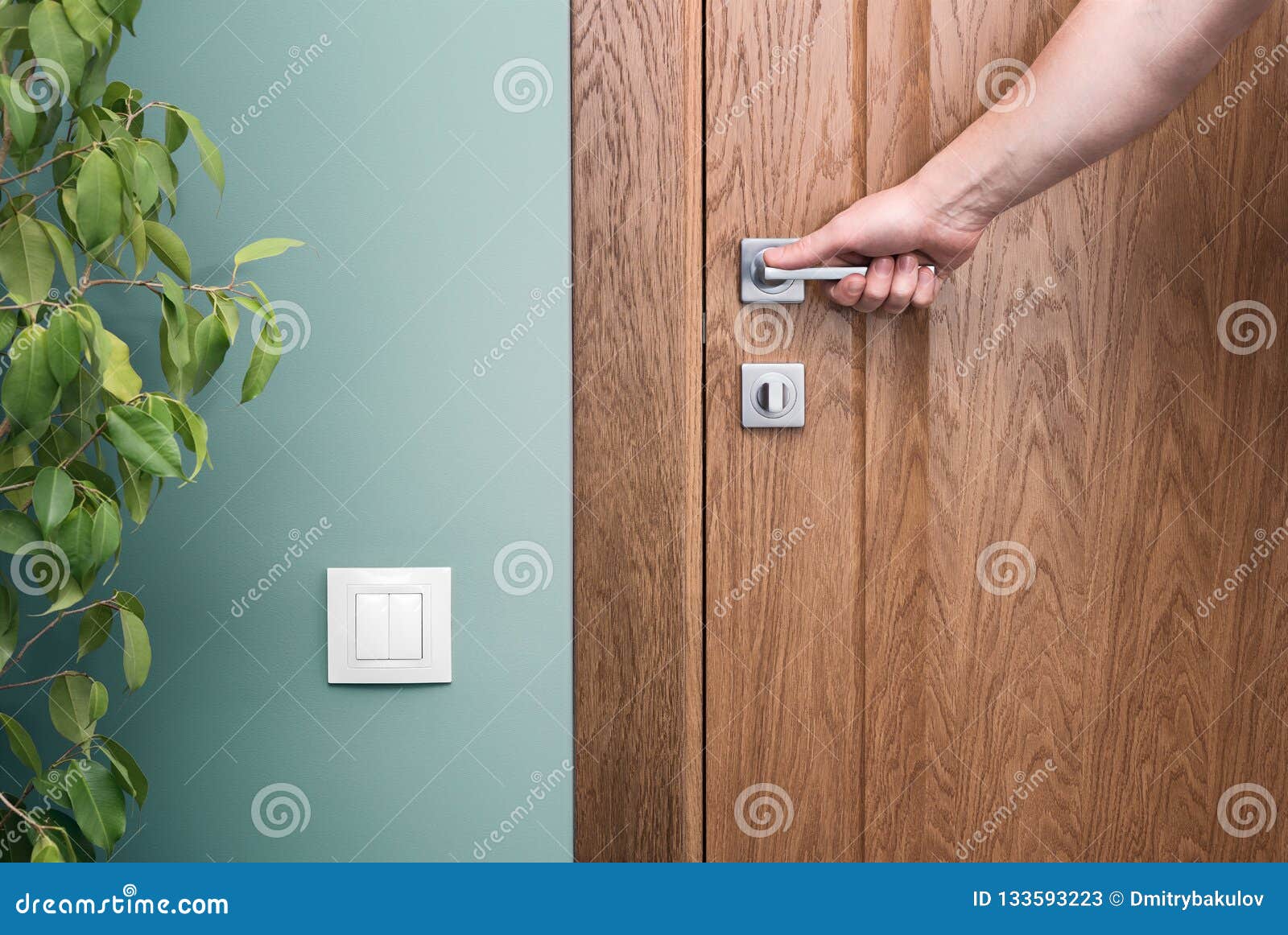 Open the Door. Hand on Door Handle Stock Image - Image of chrome ...
