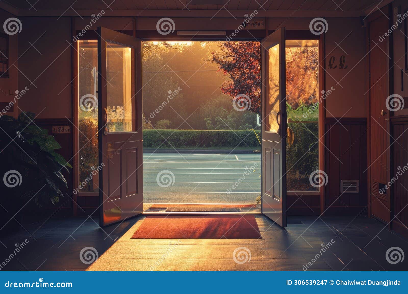 Open Door House with Car Park View, View from Inside, Door Open Inside ...