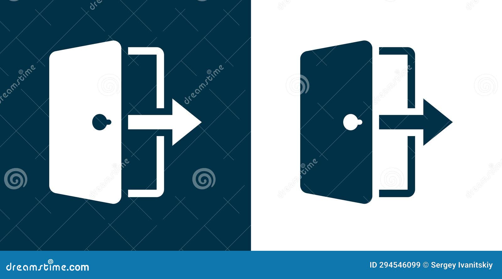 Open door icon with arrow. stock illustration. Illustration of moving ...