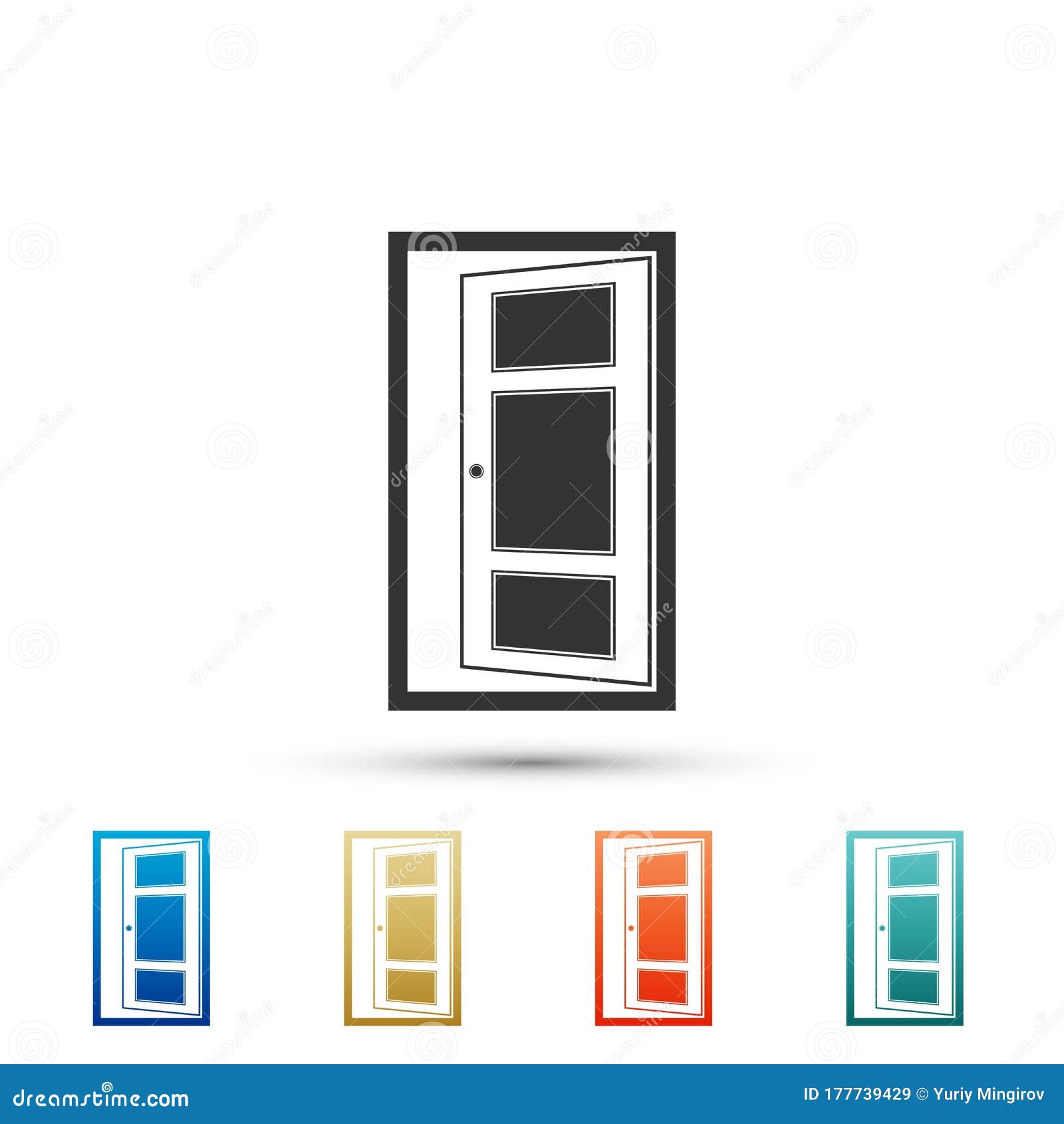 Open Door Icon Isolated On White Background. Set Elements In Colored ...